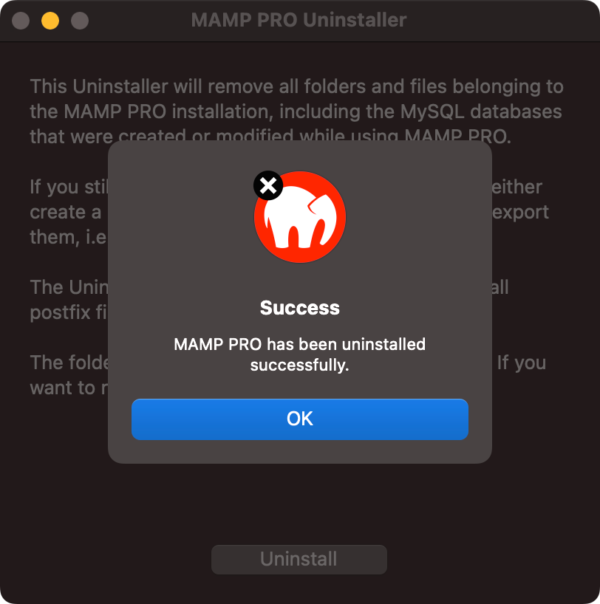 MAMP PROをアンインストールしてMAMP無料版だけにする方法